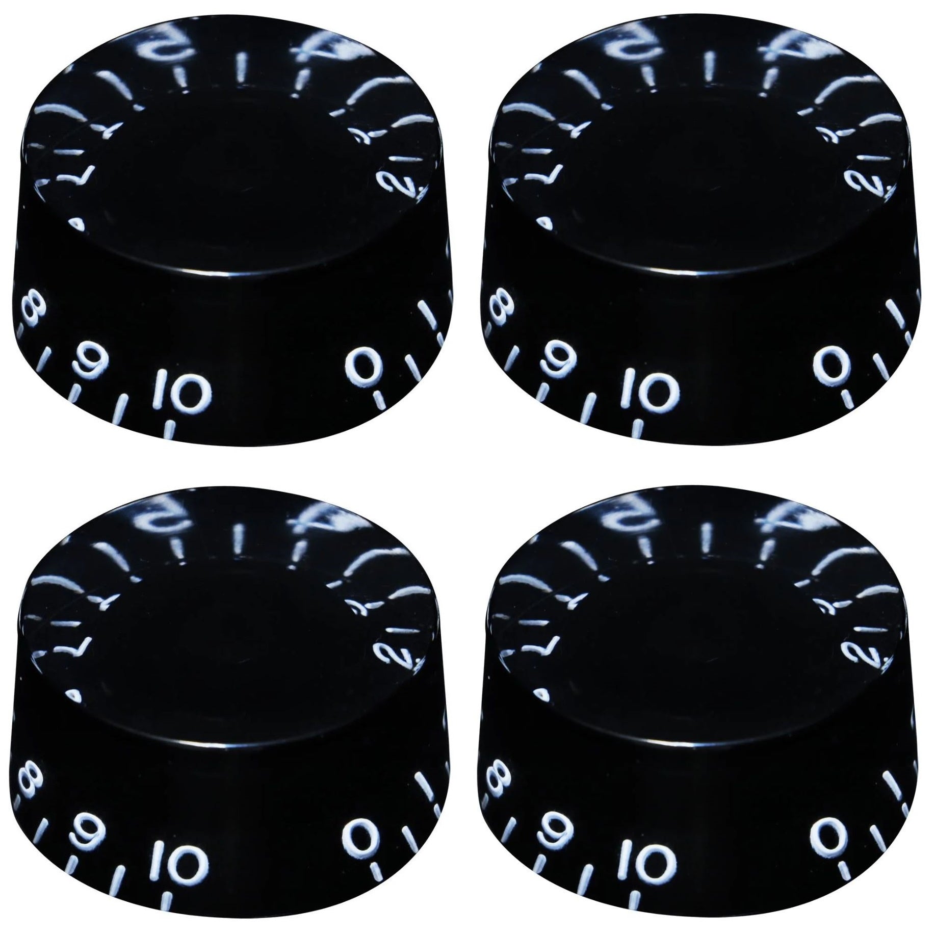 Speed Knob Set (4) For USA Gibson Guitars - Embossed Numbers - Black ...