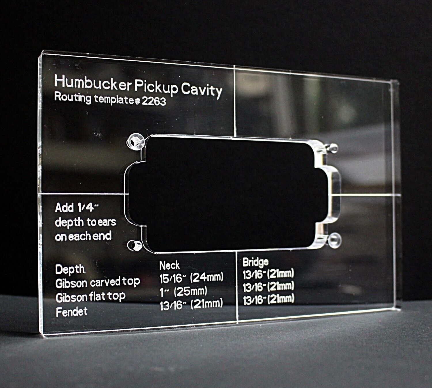 Humbucker Pickup Cavity 10mm Thick Routing Template For Guitar Body Ac ...