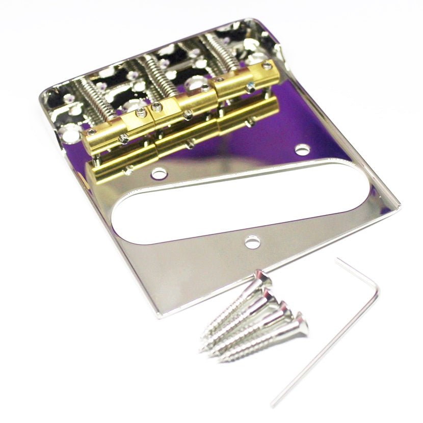 Telecaster Guitar Bridge Cut off Walls w/ Compensated Brass Saddles Te ...